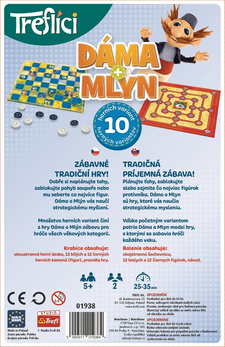 Hra Dáma a Mlýn Treflíci | e-shop MAXMAX.cz